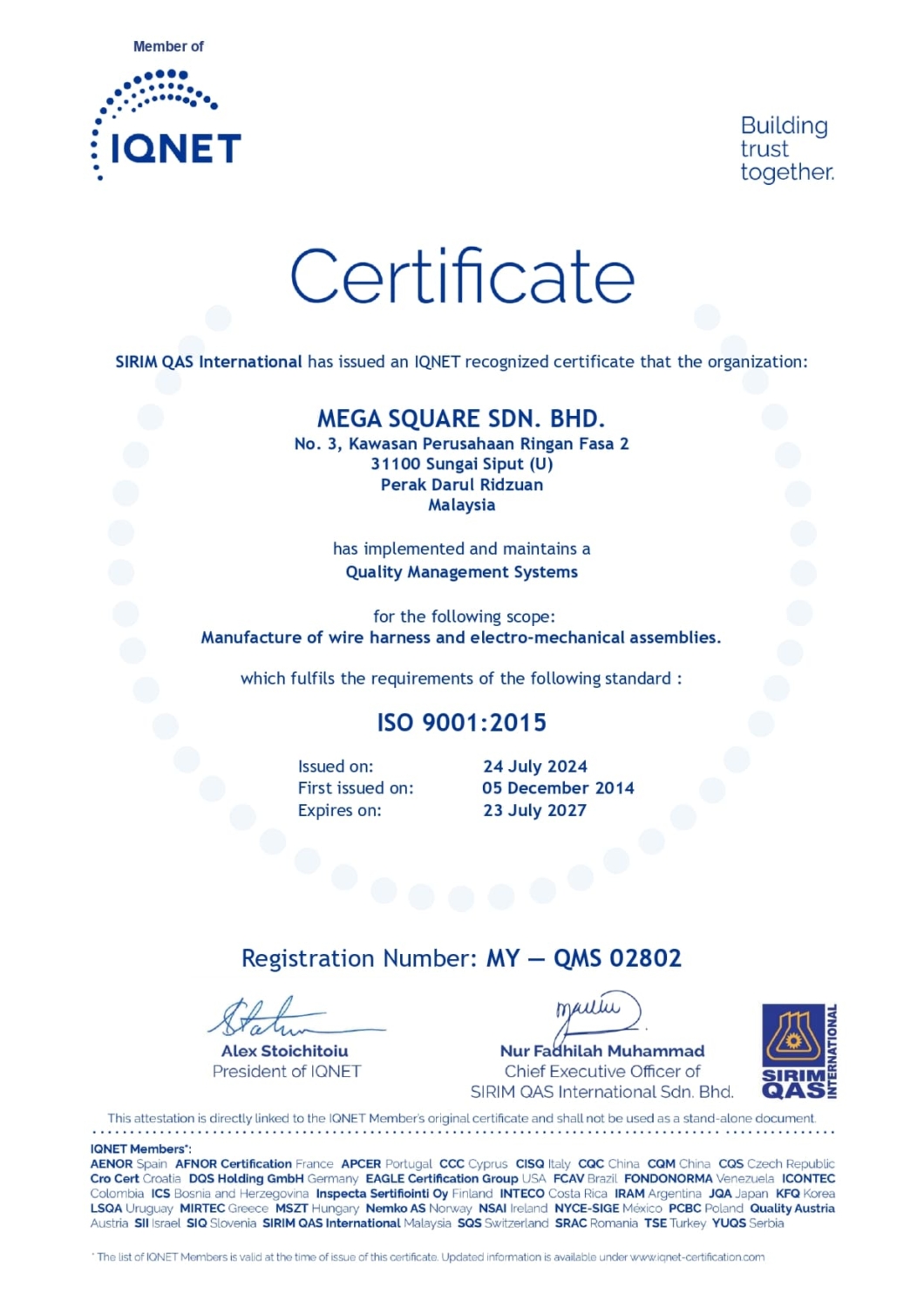 Quality Assurance & Compliance – MEGA SQUARE SDN. BHD.